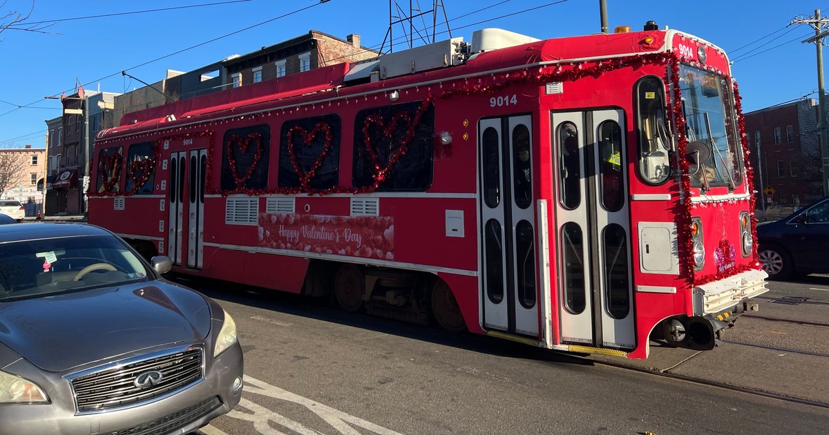 Valentine's Day-themed SEPTA trolleys are back on the Route 10 and 36 ...