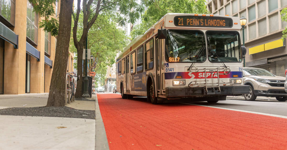 Philadelphia unveils red 'bus-only' lane on Chestnut Street in effort ...