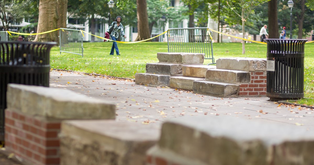 Stoops temporarily replace park benches at Philly's Washington Square ...