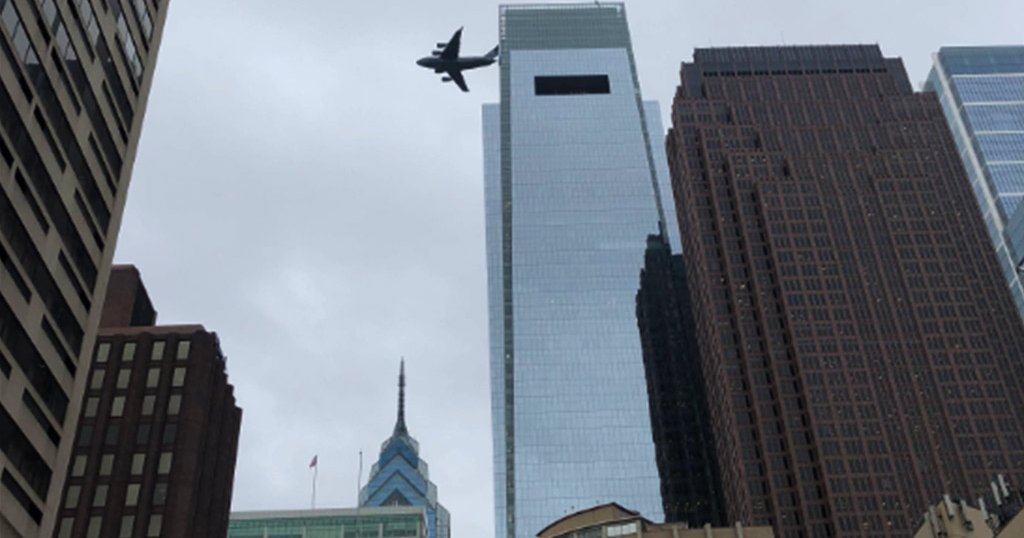 Here's what that crazy-low plane was over Center City this morning ...