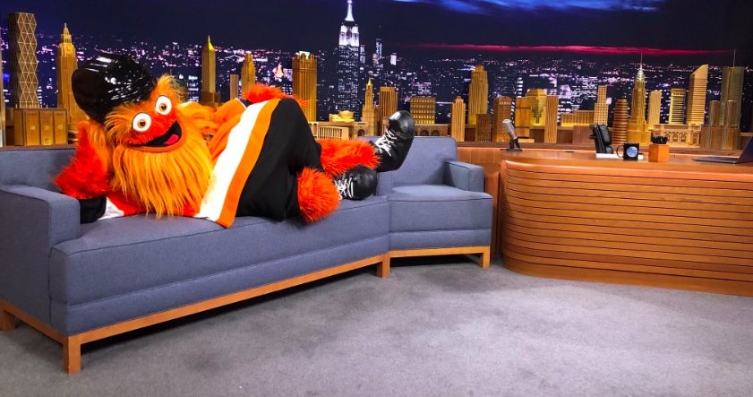 Philadelphia Flyers new mascot Gritty dances with Jimmy Fallon on 'The ...