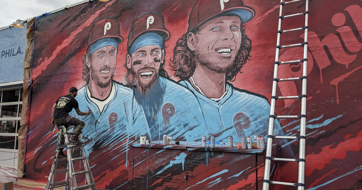 Phillies mural of 'Daycare' trio painted at Garage bar in Fishtown ...