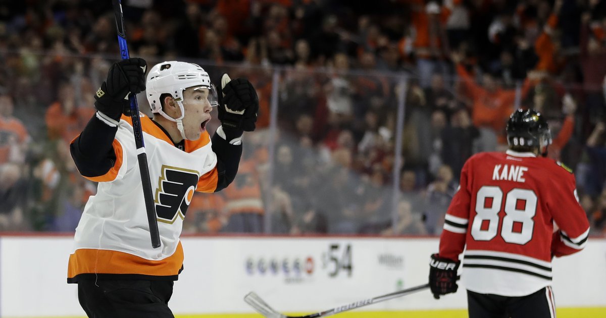 Flyers' Provorov scores two goals, stops another in win over Blackhawks ...