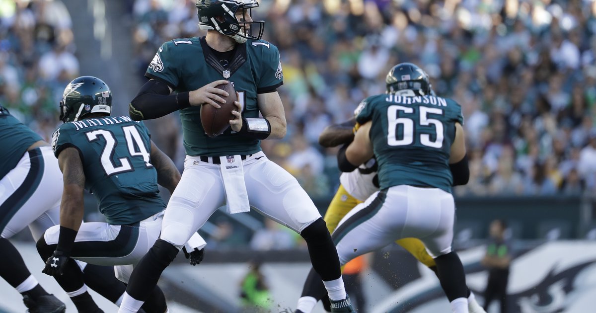 Eagles offensive line was outstanding in pass protection, in ...