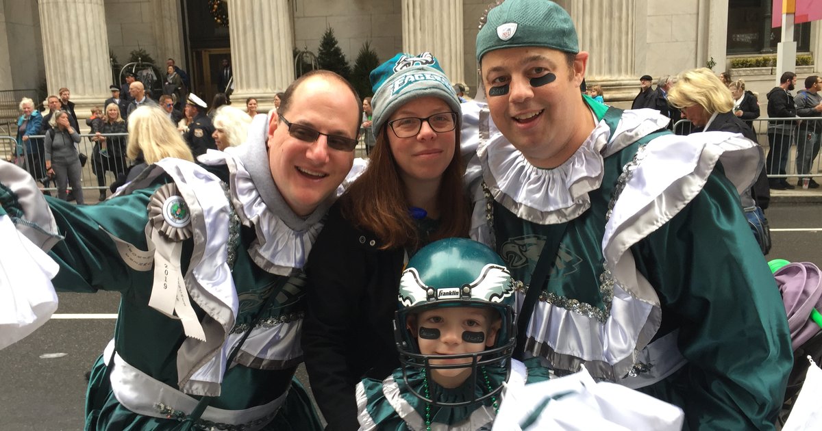 WATCH: Riverfront Mummers N.Y.B. bring Eagles fever back to Broad ...