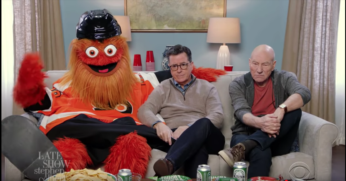 Stephen Colbert parties with Gritty in Super Bowl opener | PhillyVoice